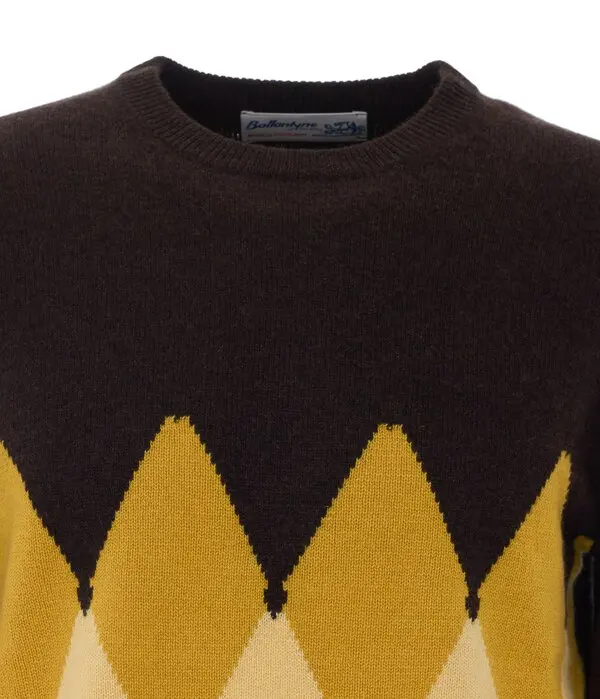 BALLANTYNE Argyle Crewneck Knitted Sweater - Black