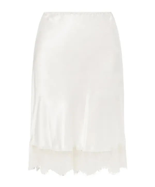 Carine Gilson Lace-trimmed Silk-satin Midi Skirt - No