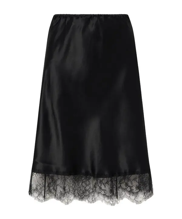 Carine Gilson Lace-trimmed Silk-satin Midi Skirt - No
