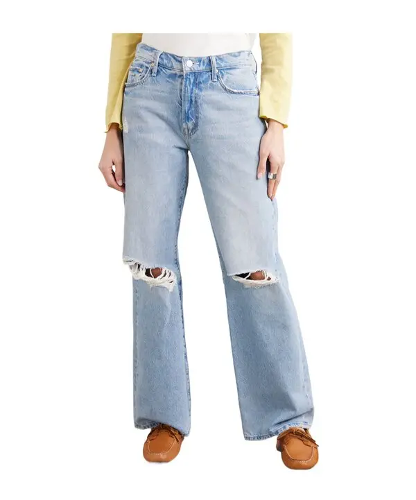 MOTHER Distressed High-rise Straight-leg Jeans