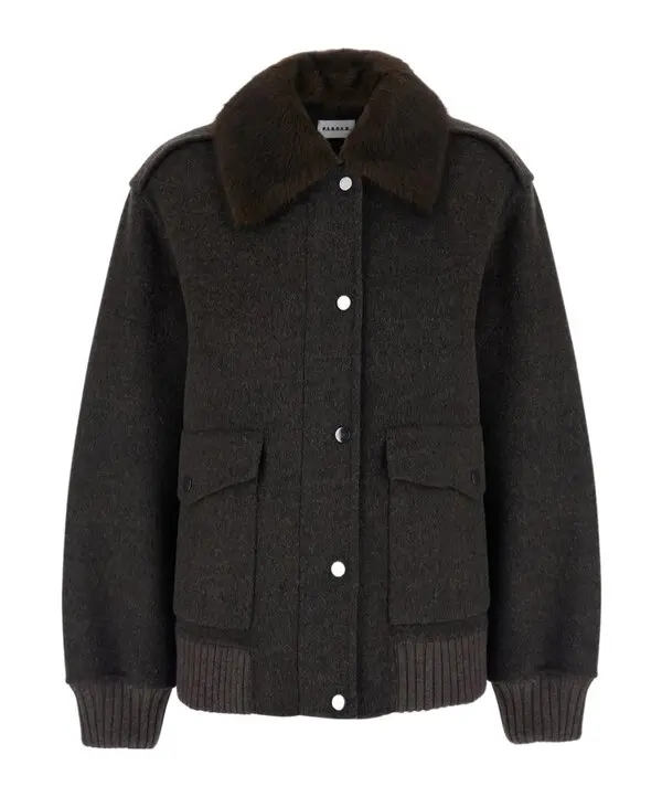 P.a.r.o.s.h Faux Fur Collar Wool Jacket