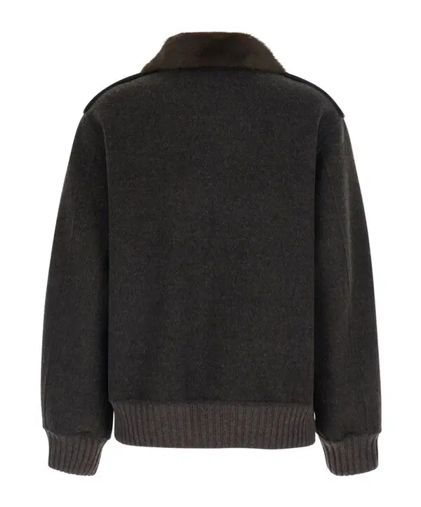 P.a.r.o.s.h Faux Fur Collar Wool Jacket