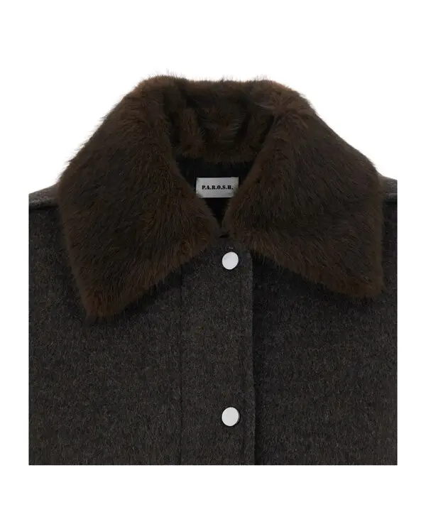 P.a.r.o.s.h Faux Fur Collar Wool Jacket