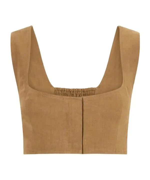 Le Kasha Linen Cropped Tank Top - No