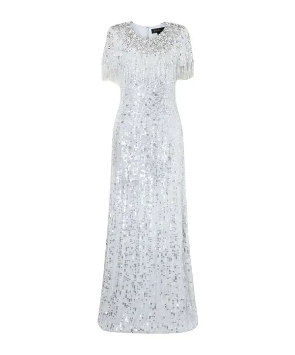 Jenny Packham Crystal-embellished Sequin Chiffon Gown - No