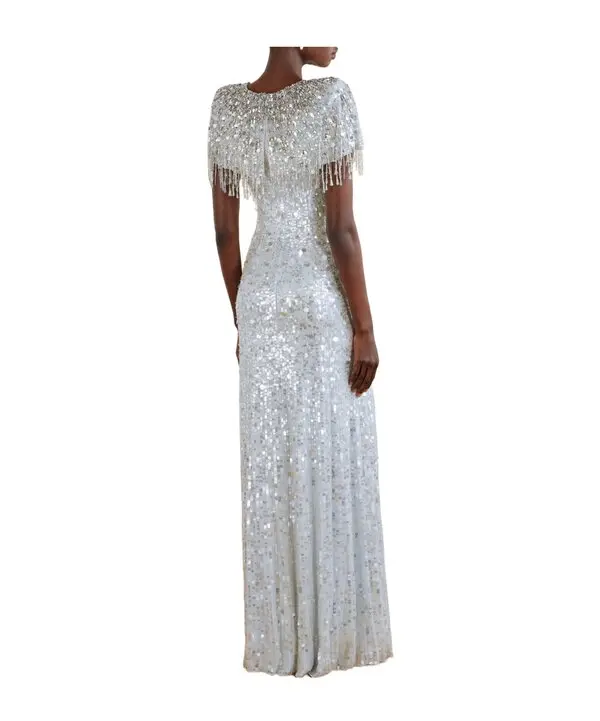 Jenny Packham Crystal-embellished Sequin Chiffon Gown
