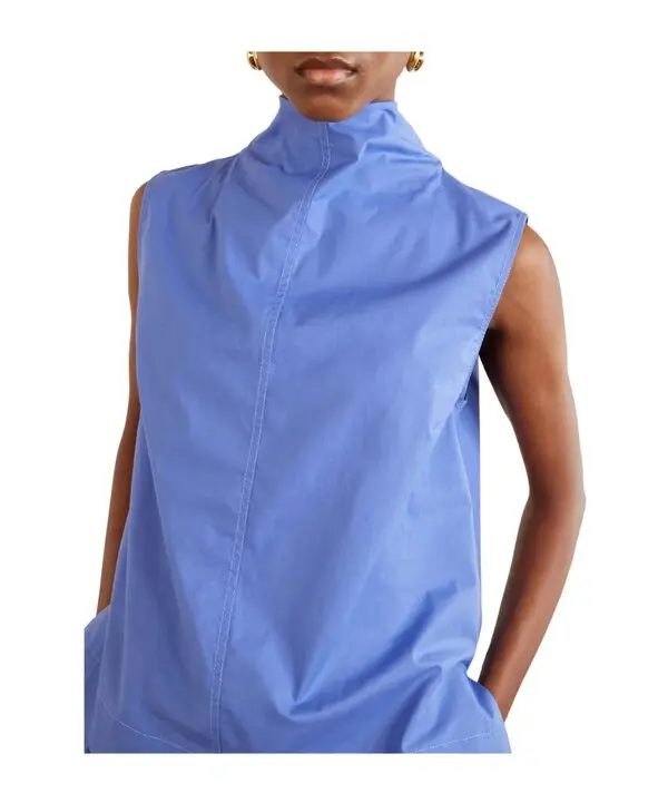 Brandon Maxwell The Finn Cotton-poplin Turtleneck Blouse