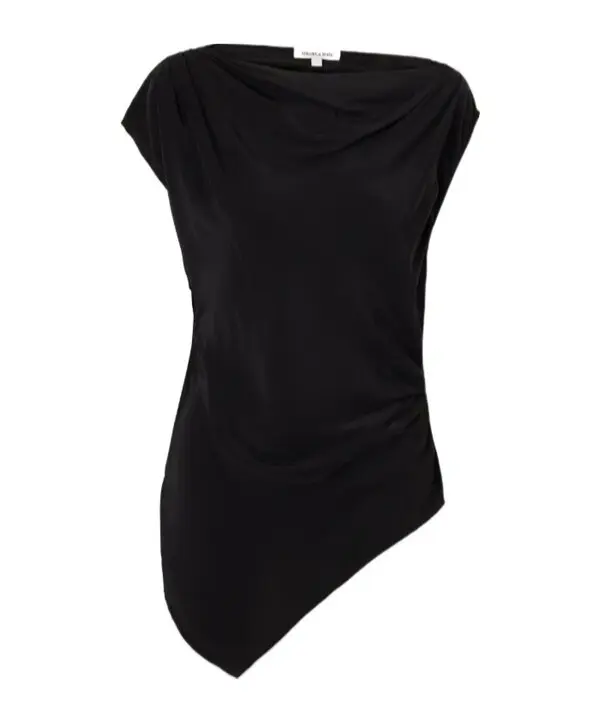 Veronica Beard Asymmetric Crinkled Crepe Shirt