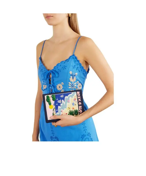 OLYMPIA LE-TAN Embroidered Canvas Clutch - Multicolor