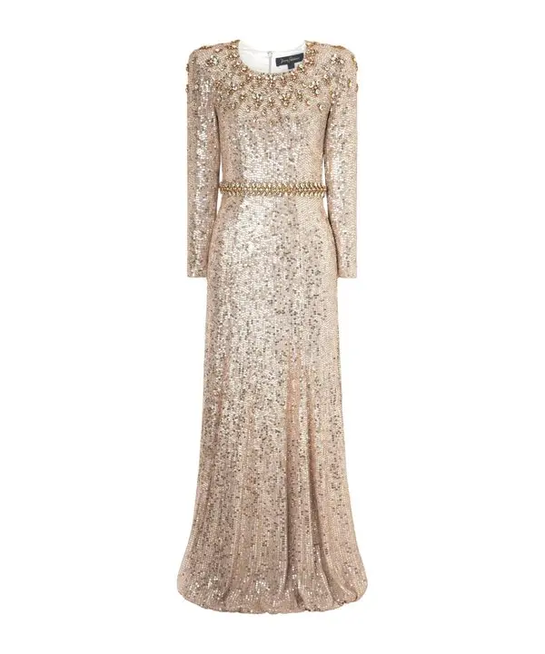 Jenny Packham Sequined Satin Gown - No