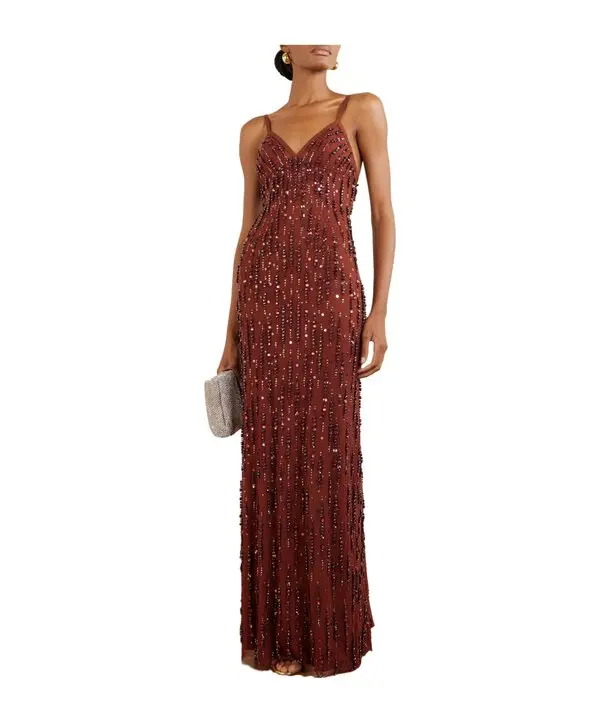 Jenny Packham Sequin-embellished Mesh Gown