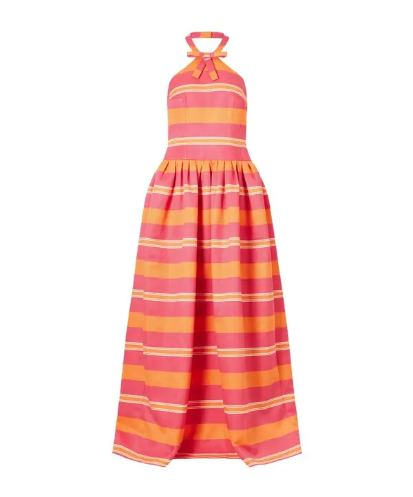 EMILIA WICKSTEAD Striped Taffeta Halterneck Gown