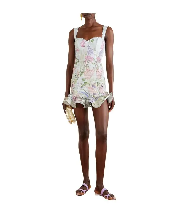 Charo Ruiz Ibiza Floral-print Cotton-blend Mini Dress
