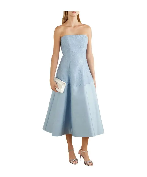 EMILIA WICKSTEAD Embossed Cloque Lace-trimmed Midi Dress