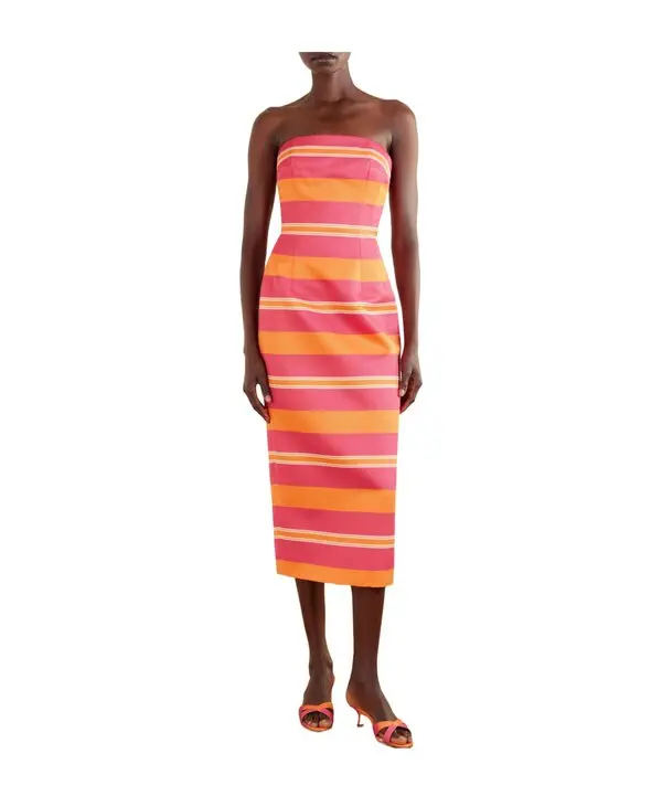EMILIA WICKSTEAD Leila Striped Taffeta-faille Midi Dress