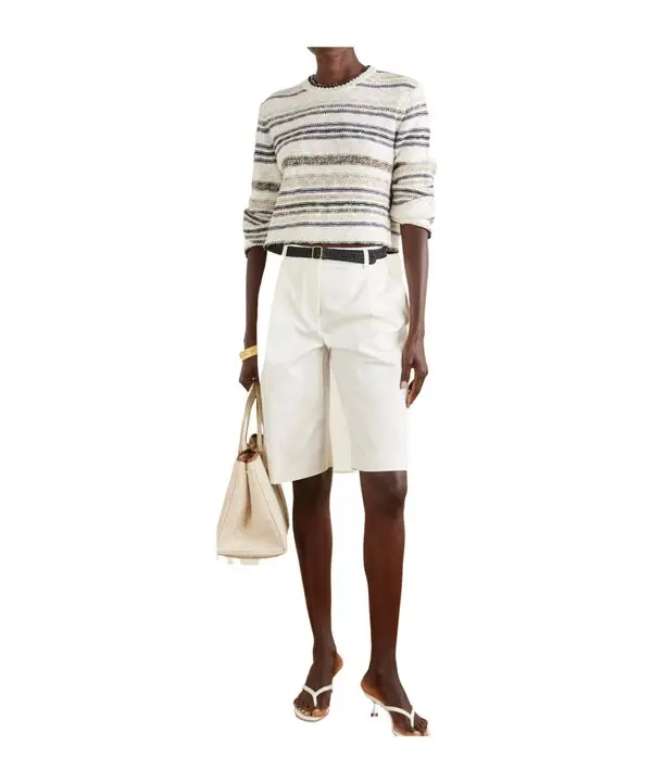 JAMES PERSE Striped Knitted Cotton-blend Sweater