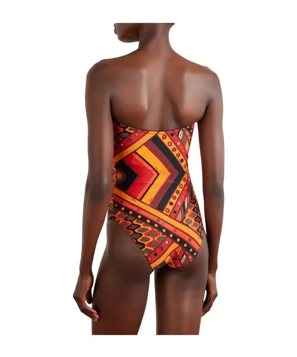 Emilio Pucci Printed Strapless Swimsuit - Red