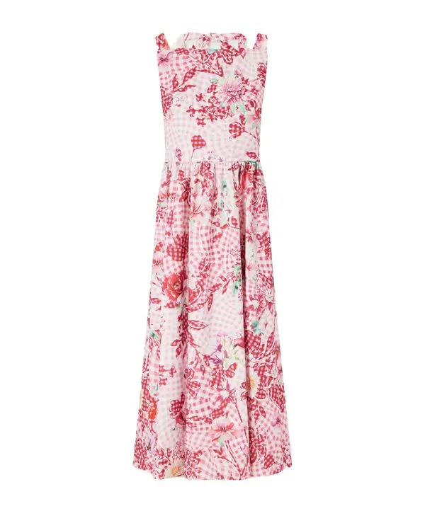 MARY KATRANTZOU Checked Floral-print Midi Dress
