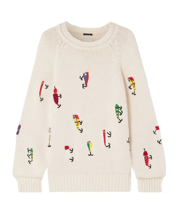 MOTHER Embroidered Cotton Sweater