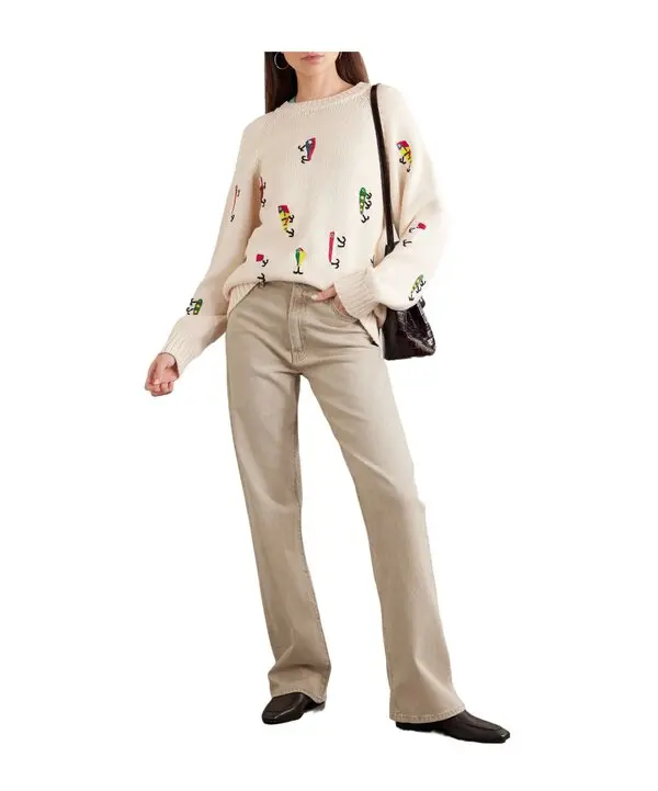 MOTHER Embroidered Cotton Sweater