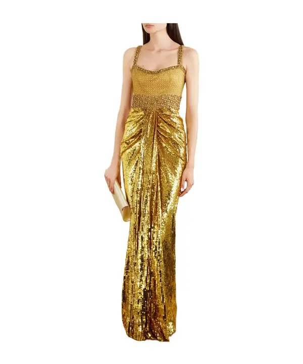 Jenny Packham Draped Embellished Tulle Gown