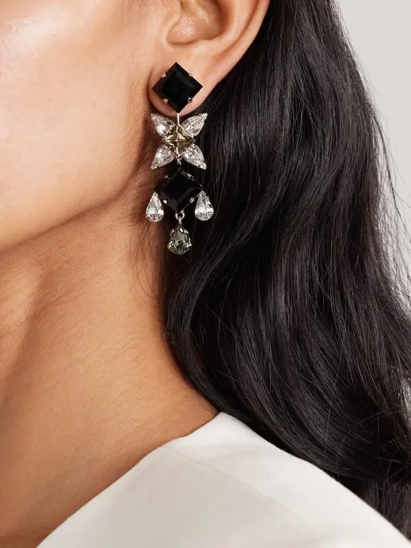 JENNIFER BEHR Blackgrey Twotone Crystal Earrings