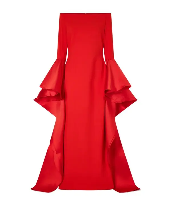 Solace Draped Satin-trimmed Crepe Gown