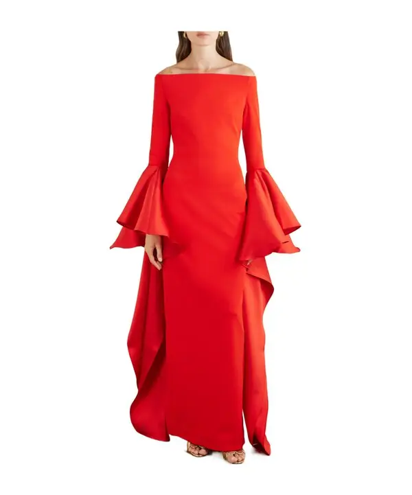Solace Draped Satin-trimmed Crepe Gown