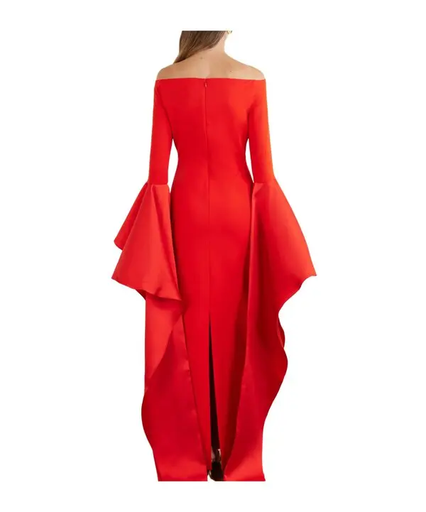 Solace Draped Satin-trimmed Crepe Gown