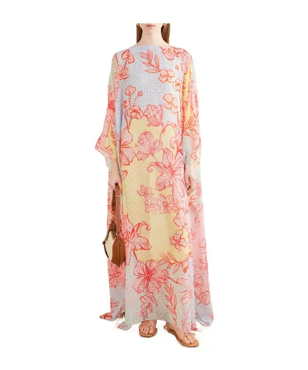 MARY KATRANTZOU Printed Fil Coupé Organza Kaftan