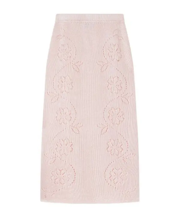 Calle Del Mar Embroidered Knitted Midi Skirt
