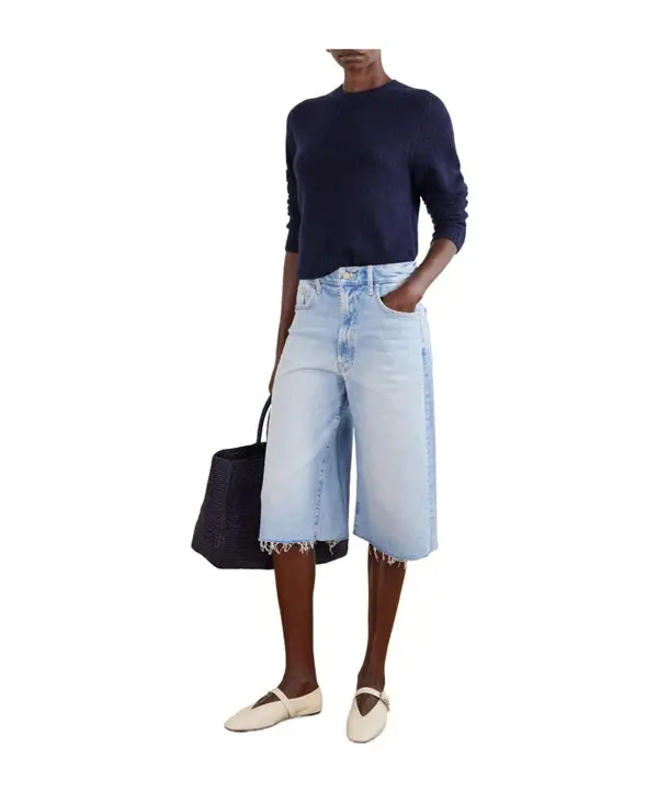 MOTHER Low-rise Wide-leg Denim Shorts