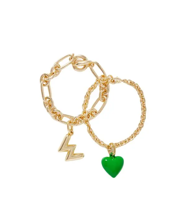 Assouline The Happy Heart Initial Set Of Two Gold-tone And Enamel Bracelets - Yellow
