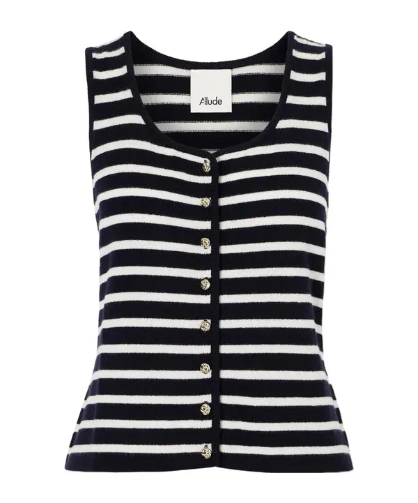 ALLUDE Striped Knit Vest