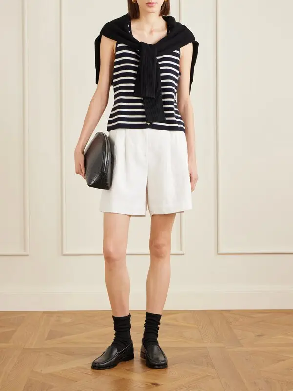 ALLUDE Striped Knit Vest