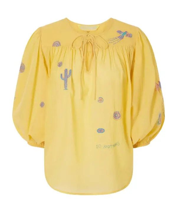 MOTHER The Breeze Embroidered Cotton-blend Voile Blouse - No