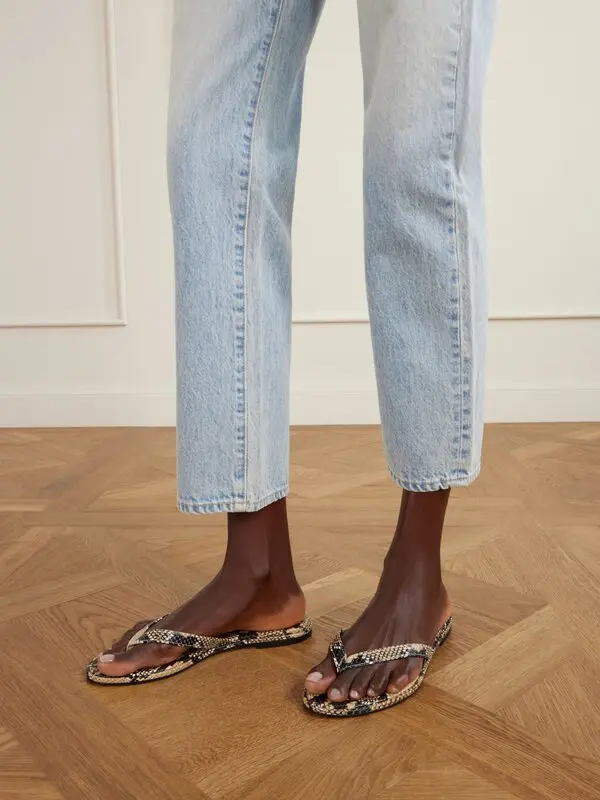 AeydĒ Snake-effect Leather Flip Flops