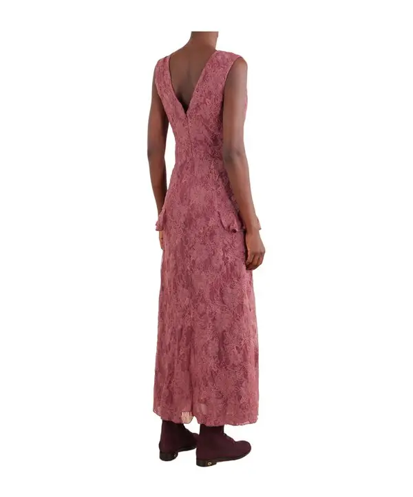 Anna Sui Bow-detail Lace-embroidered Midi Dress