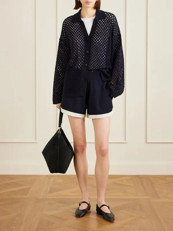 ALLUDE Openwork Knit Cardigan