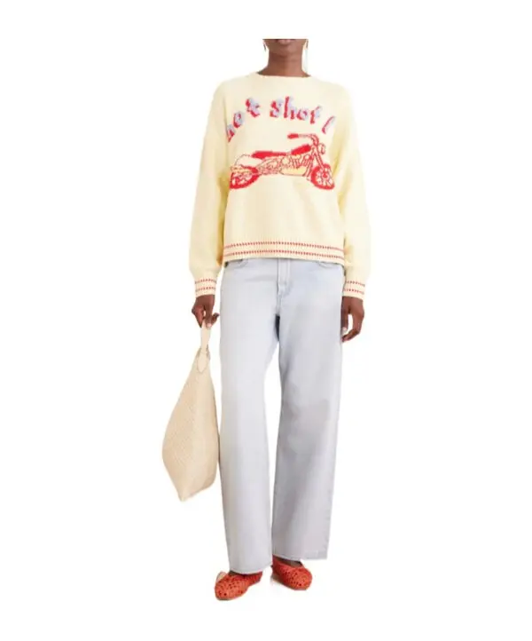 MOTHER Intarsia Knit Cotton Sweater