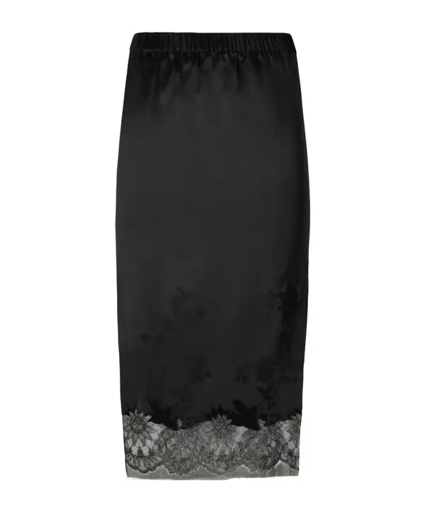 Carine Gilson Lace-trimmed Silk-satin Skirt - No
