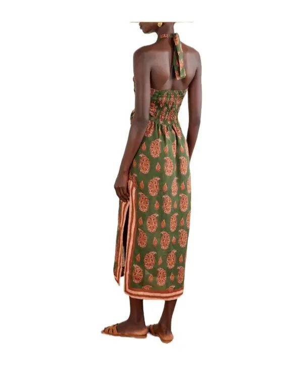 Johanna Ortiz Embellished Printed Cut-out Linen Maxi Dress