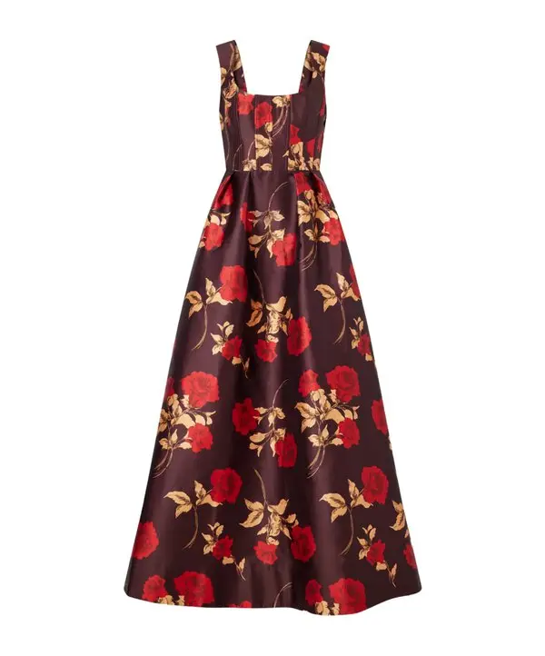 Rebecca Vallance Floral-print Satin-twill Gown - Red