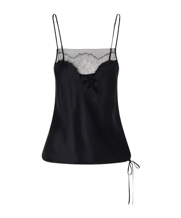 Carine Gilson Lace-trimmed Silk-satin Cami