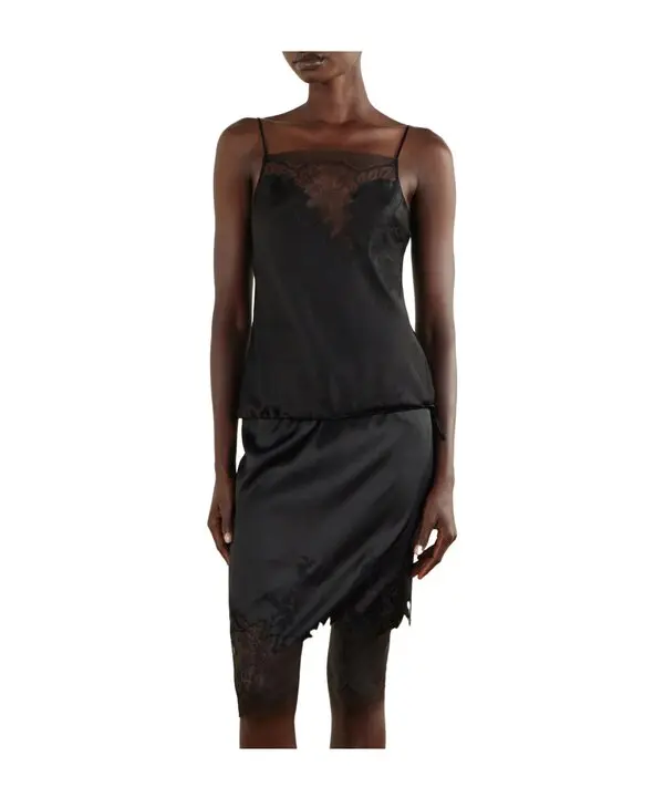 Carine Gilson Lace-trimmed Silk-satin Cami