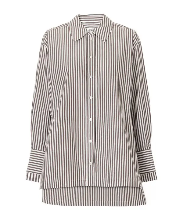 JOSEPH Thea Striped Cotton-poplin Blouse
