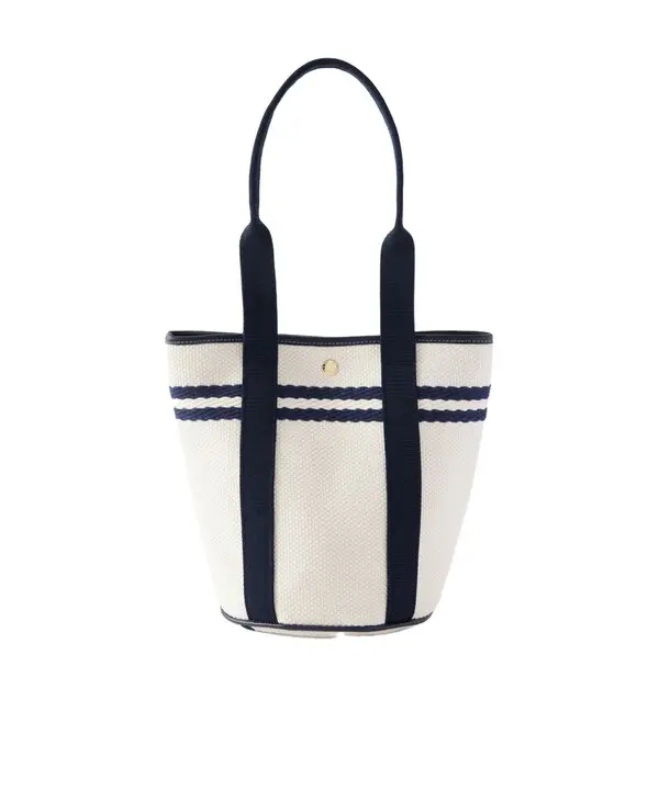 Rue De Verneuil Leather And Webbing-trimmed Canvas Tote