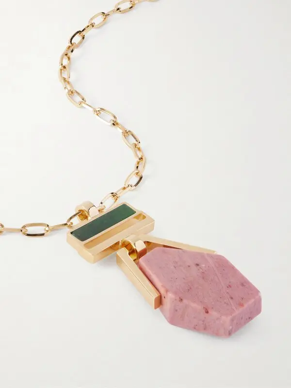 La DoubleJ Bridge Portal Gold-plated, Thulite And Zoisite Necklace
