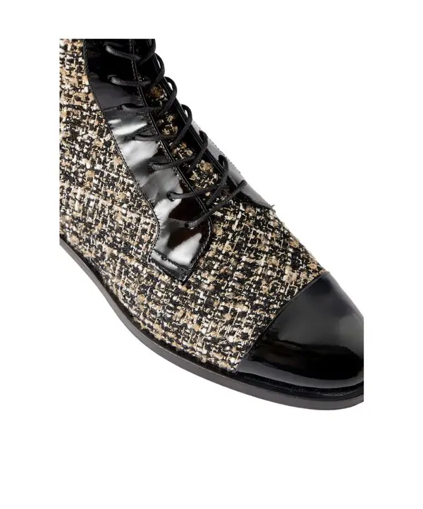 Jennifer Chamandi Leather-trimmed Tweed Ankle Boots