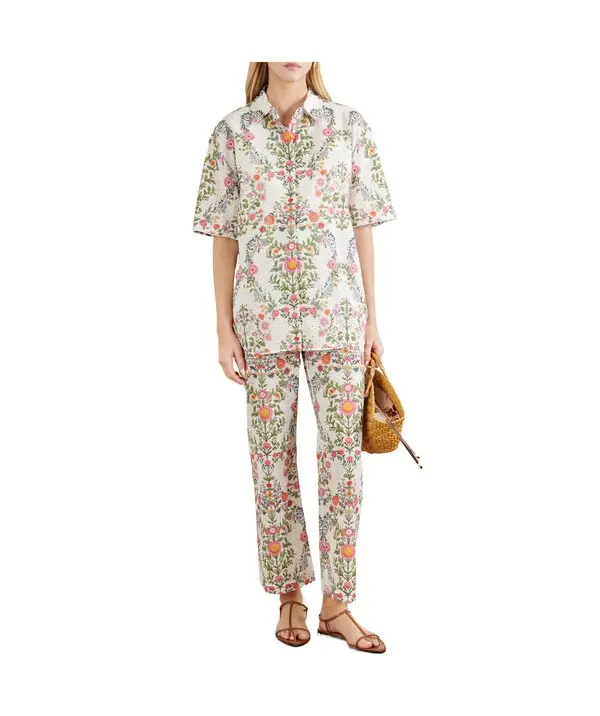 Borgo De Nor Broderie Anglaise Cropped Cotton Straight-leg Pants